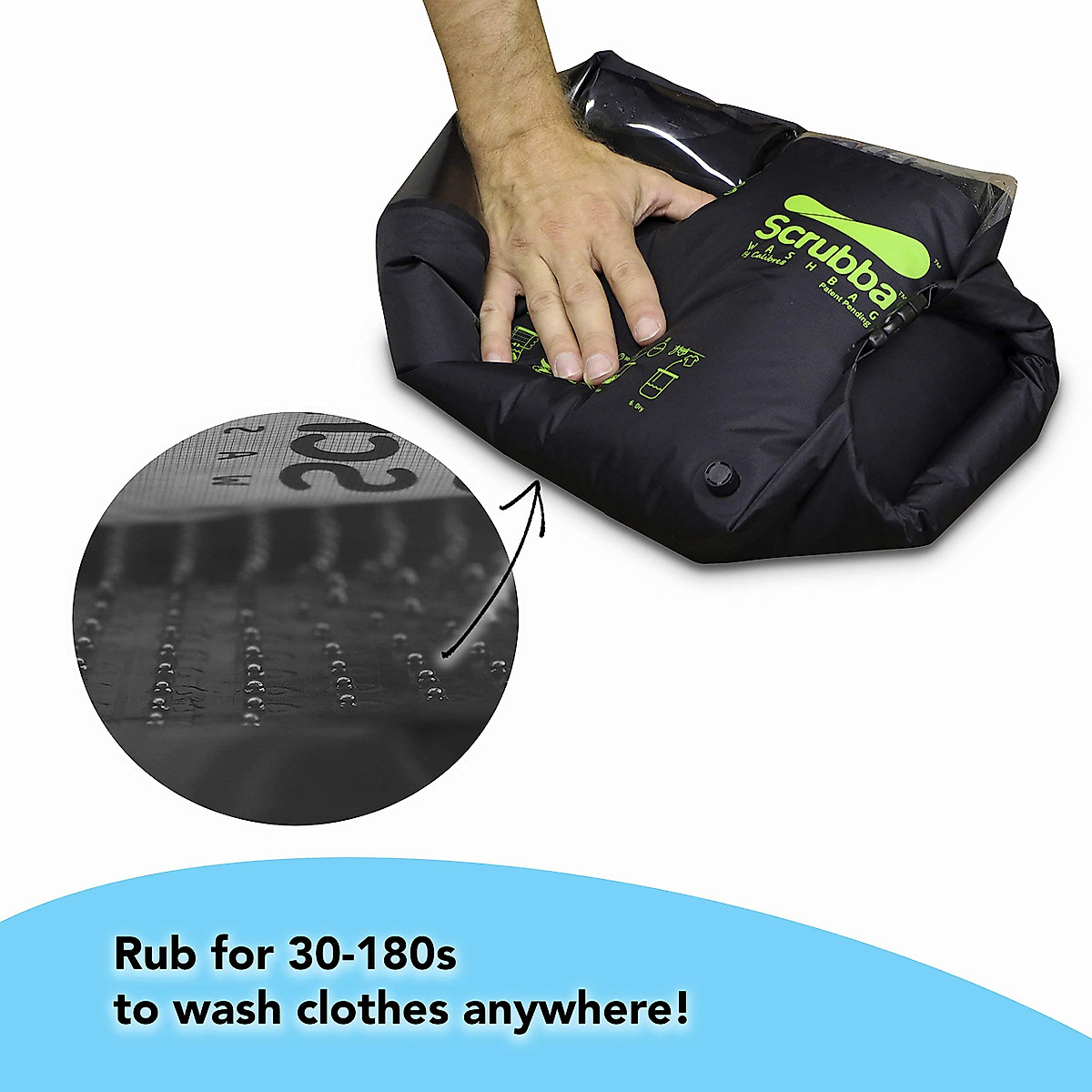 Scrubba Wash Bag Portable Washing Machine - Lightweight Manual Washing Machine for Travel, Camping, Laundry, Baby Clothes - Travel Essentials, Gift - use with Laundry Detergent/Sheets - 5.3 oz.