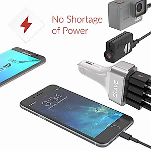 Crave CarHub 54W 4 Port USB Car Charger, Qualcomm Quick Charge 3.0 - White