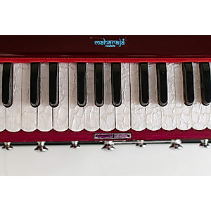 Harmonium Musical Instrument, Maharaja Musicals, 9 Stops, 3 1/2 Octave, Double Reed, Coupler, Dark Mahogany, Standard, Padded Bag, A440 Tuned, Indian Sangeeta Harmonium (PDI-43)