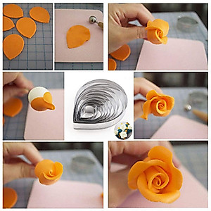 18pcs Gumpaste Flower Mold Austin Rose Petal Calyx Leaf Cutter Set Sugarcraft Fondant Modelling Tools for Cake Decorating, Chocolate, Soap, Gum paste