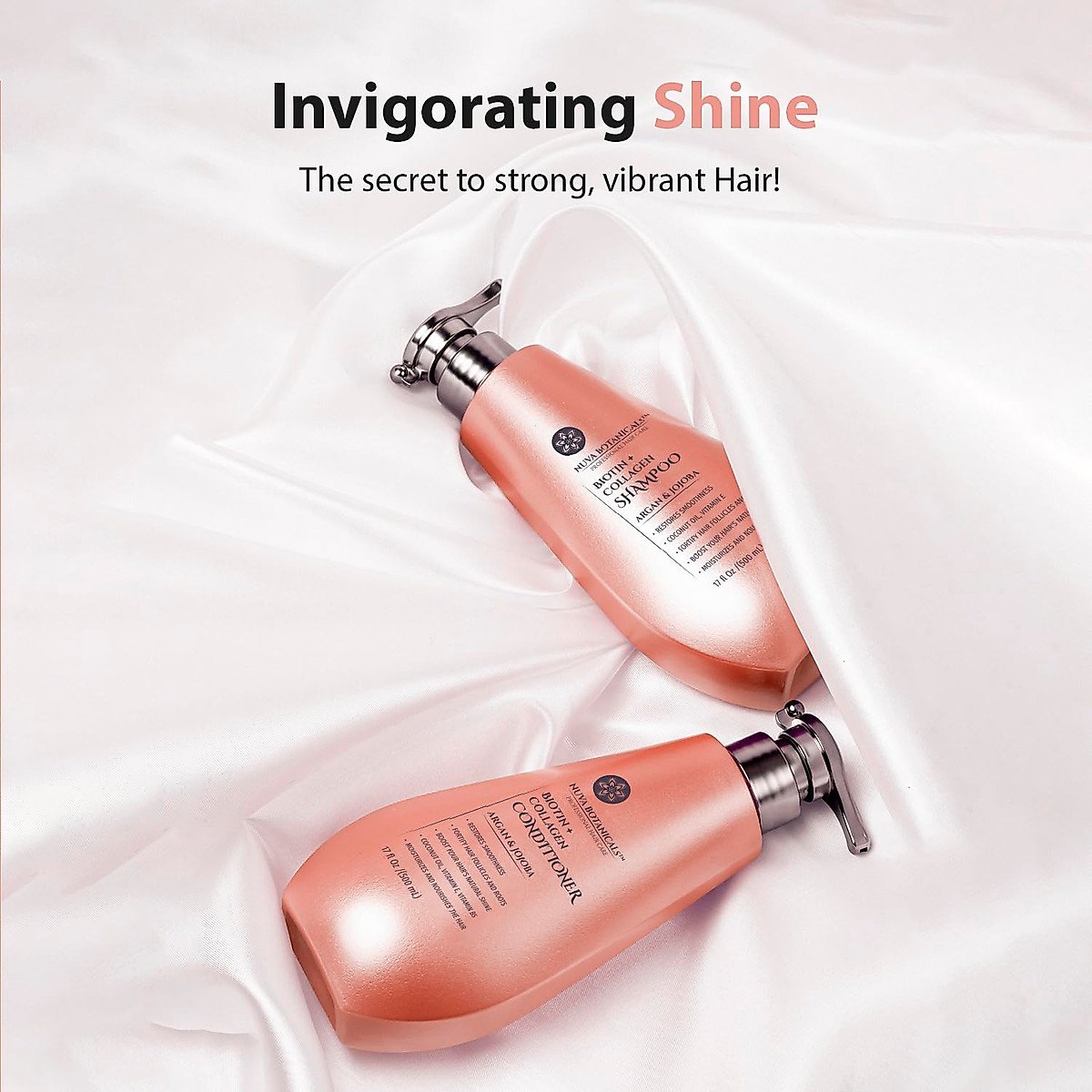 Biotin and Collagen Hair Growth Set - Shampoo and Conditioner for Women with Coconut Oil, Argan and Jojoba Oil for Thinning Hair (17 Fl Oz)