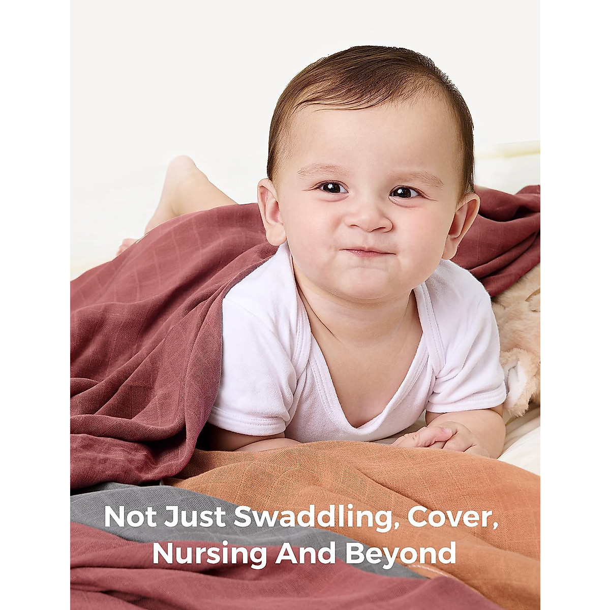 Momcozy Muslin Swaddle Blankets, Soft Silky Baby Blankets for Baby Boys & Girls, 4-Pack Breathable and Skin-Friendly Baby Swaddle, Baby Blankets Unisex, 47 x 47 inches