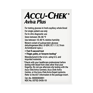 Accu-Chek Aviva Plus Test Strips for Diabetic Blood Glucose Testing (Pack of 100)