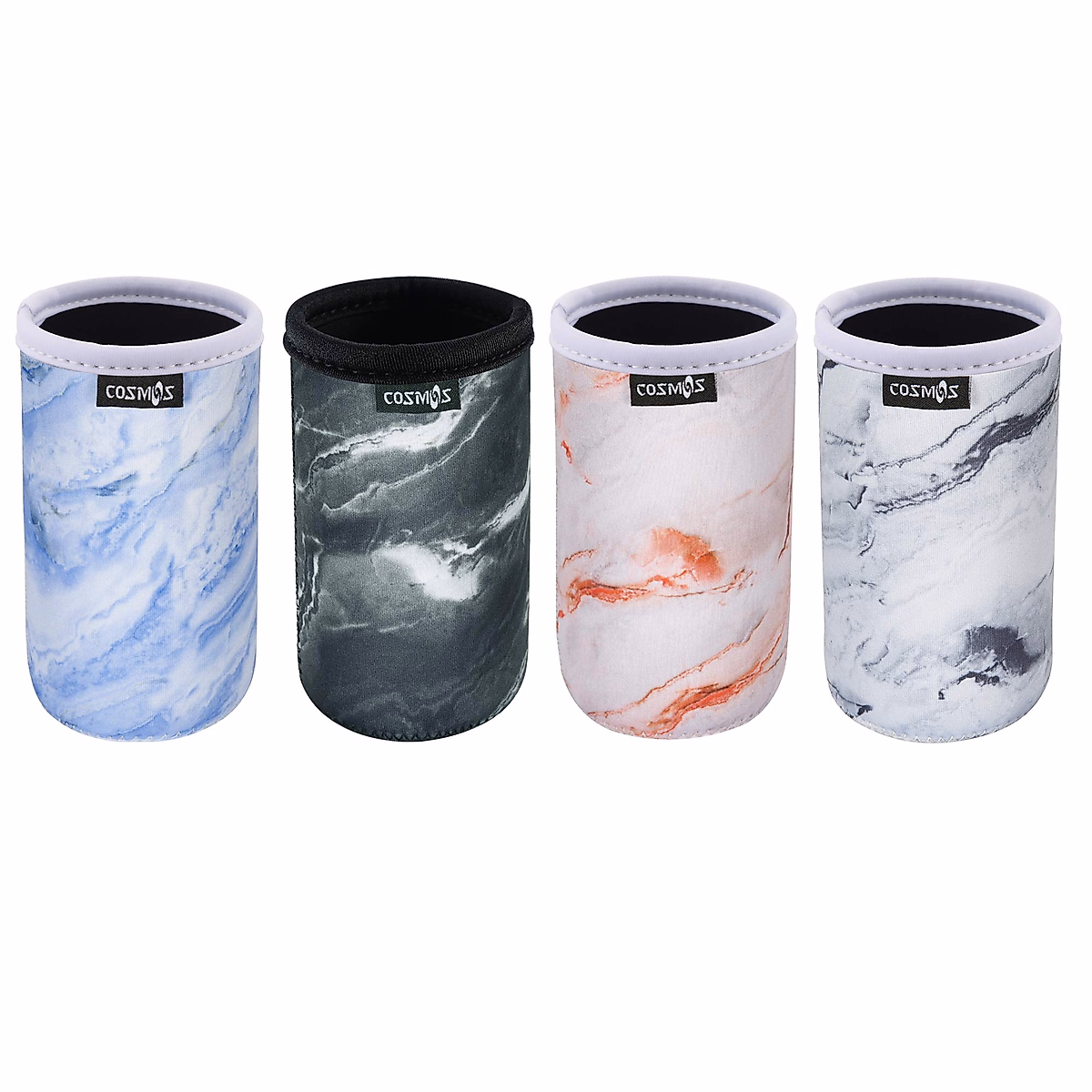 CM Soft Neoprene 16 Fl Oz Can Sleeves Insulators Can Covers for 16 Fluid Ounce Energy Drink & Beer Cans, Marble Pattern, 4 Pcs