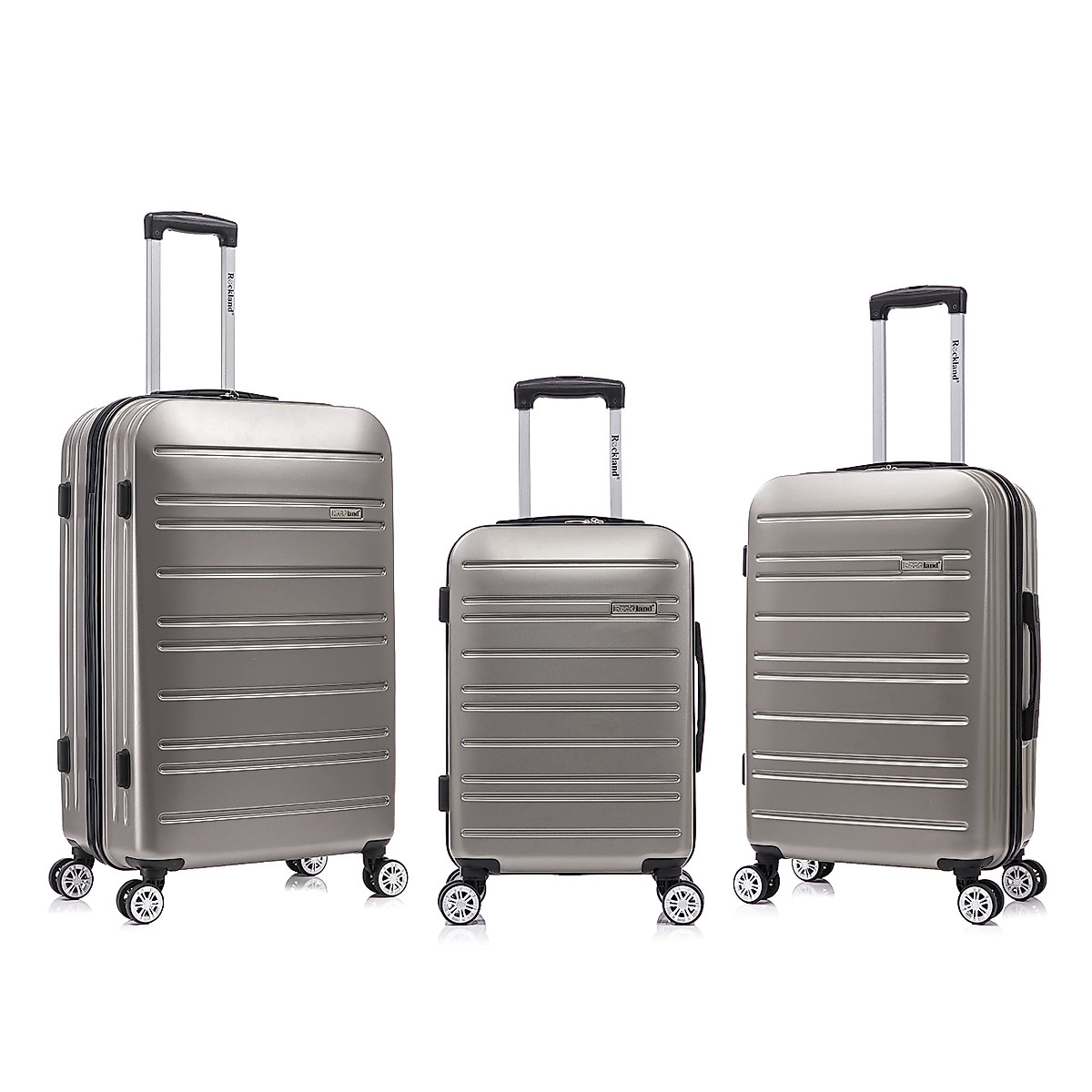 Rockland Irvine Hardside Spinner Wheel Luggage, Silver, 19", 23", 27"