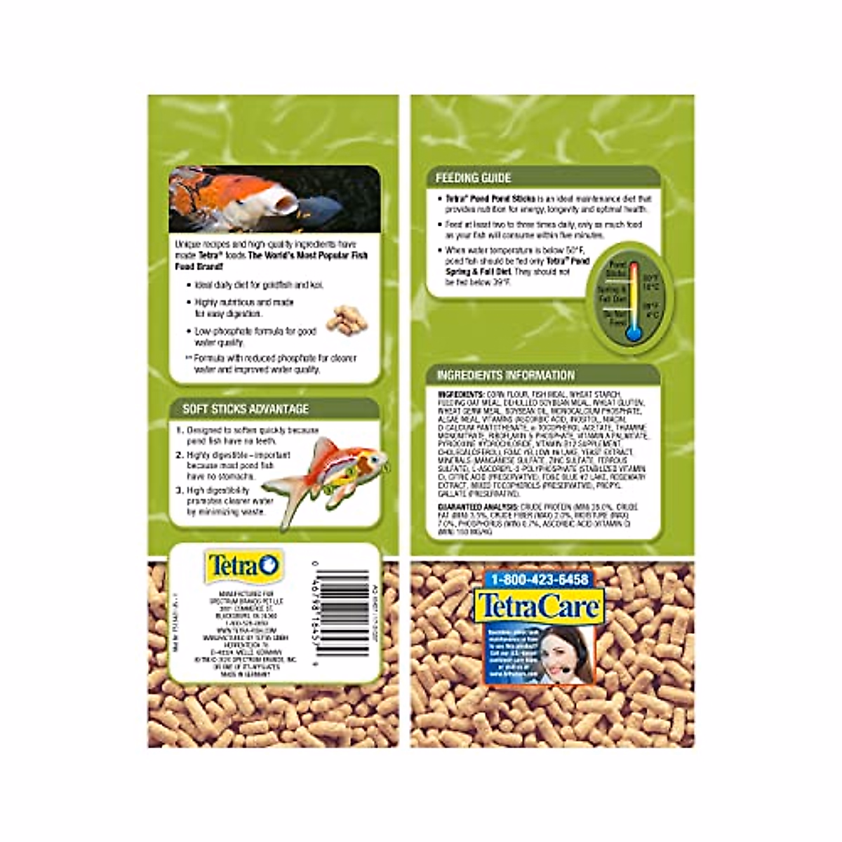 TetraPond Pond Sticks 11 Pounds, Pond Fish Food, For Goldfish And Koi, 11.00 lb, 40 L (16457)