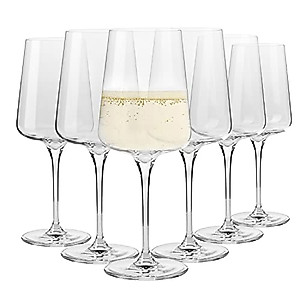 Krosno white and sparkling wine glasses | 6 pieces set | 13.52 oz | Infinity Collection | Elegant | Crystal Glass | Lead-free glass | Perfect for Homes, Restaurants and Receptions | Dishwasher Safe