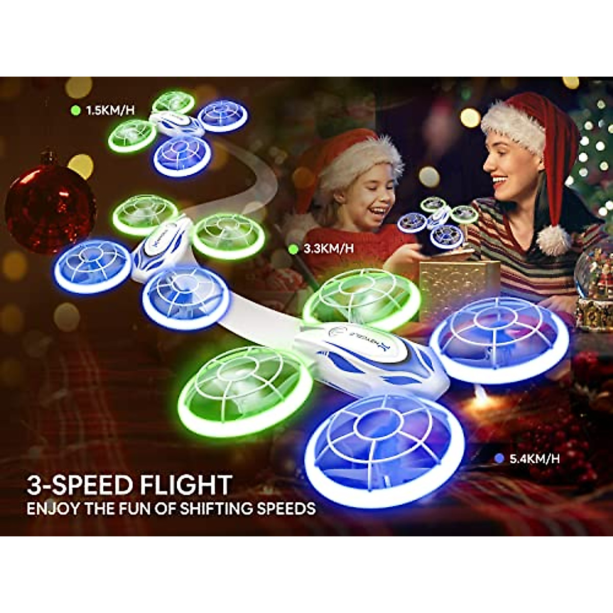 Heygelo S60 Drones for Kids, Mini Drone with LED Lights for Beginners, RC Quadcopter with Altitude Hold and Headless Mode, Full Propeller Protect, 3D Flips, 2 Batteries, Toys Gifts for Boys Girls