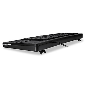 Perixx PERIBOARD-315H, Wired USB Backlit Keyboard with Touchpad and 2 USB Ports, Black (10917)