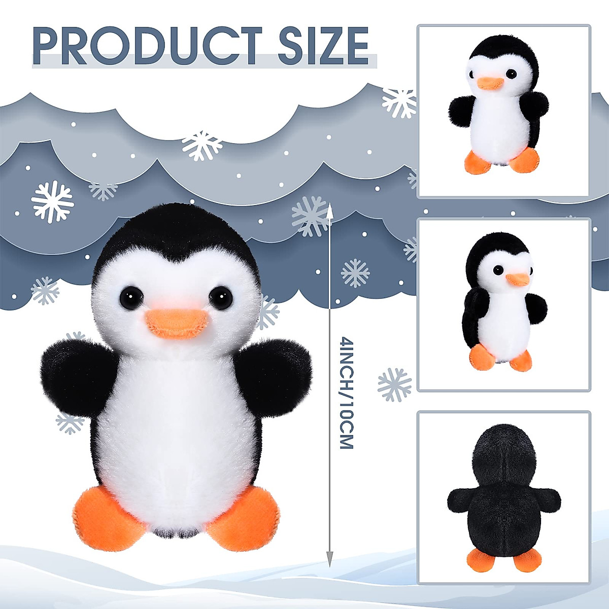 Skylety 8 Pcs Penguin Plush Keychain 4 Inch Stuffed Animal Bulk Small Hanging Stuffed Penguin Doll Mini Soft Companions Gift Present Party Favors for Kid Birthday Decoration(Black)
