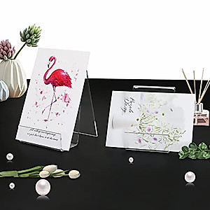 trophable 6 Pack Acrylic Book Stand Clear Book Display Easel Holder for Displaying Tablets,Newspaper, Magazines, Notebooks,Textbooks CDs, etc.(Clear-Small)