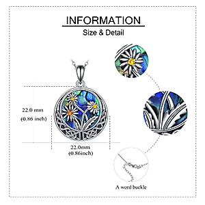 DAYLINLOVE Birth Flower Necklace 925 Sterling Silver Celtic Knot Daisy Birth Month Flower Necklace with Abalone Shell Anniversary Birthday Jewelry Gift for Women