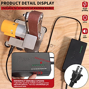 Electric Belt-Sander Polishing-Grinding Knife Sharpener, 7 Speed Adjustable Mini Power Sanding Machine Bench Grinder 13x1.2inch Belts For DIY Model Crafts Jewelry Making, Wood Metal Working