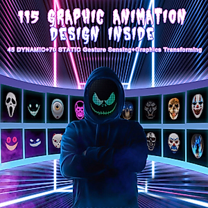 AINSKO Face Transforming Led Mask-APP Controlled,Cool Lighting Face Mask for Cosplay Party Christmas Gift (USBC Rechargable)