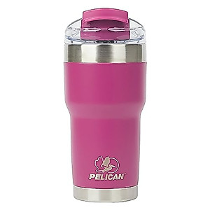 Pelican Hydration Pelican Traveler™ 22 oz Vacuum Insulated Tumbler - Stainless Steel Double Wall Travel with Dual Lid, Powder Coated Insulated Coffee Mug For Hot Cold Drinks, Orchid