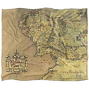 The Lord of The Rings Blanket, 50"x60" Map of Middle Earth Silky Touch Super Soft Throw Blanket