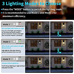 Aqonsie Solar Porch Lights Outdoor with 3 Lighting Modes & Motion Sensor, Elegant Solar Barn Lights Outdoor Waterproof Solar Wall Sconce Lights, Solar Lanterns for Barn Shed Yard Garage Chicken Coop