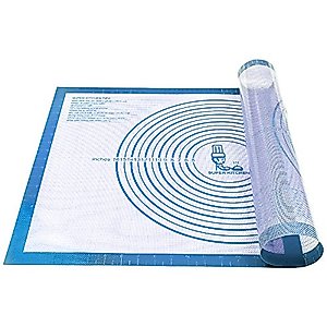 Nonstick Silicone Pastry Mat Extra Large with Measurements 28''By 20'' for Silicone Baking Mat, Counter Mat, Dough Rolling Mat,Fondant/Pie Crust Mat By Folksy Super Kitchen (20×28, Blue)