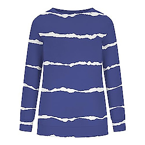 ysgfhgjw Long Sleeve Shirts for Women Crewneck Stripes Color Block Casual Blouses Pullover Comfy Loose Casual Tunics 2023