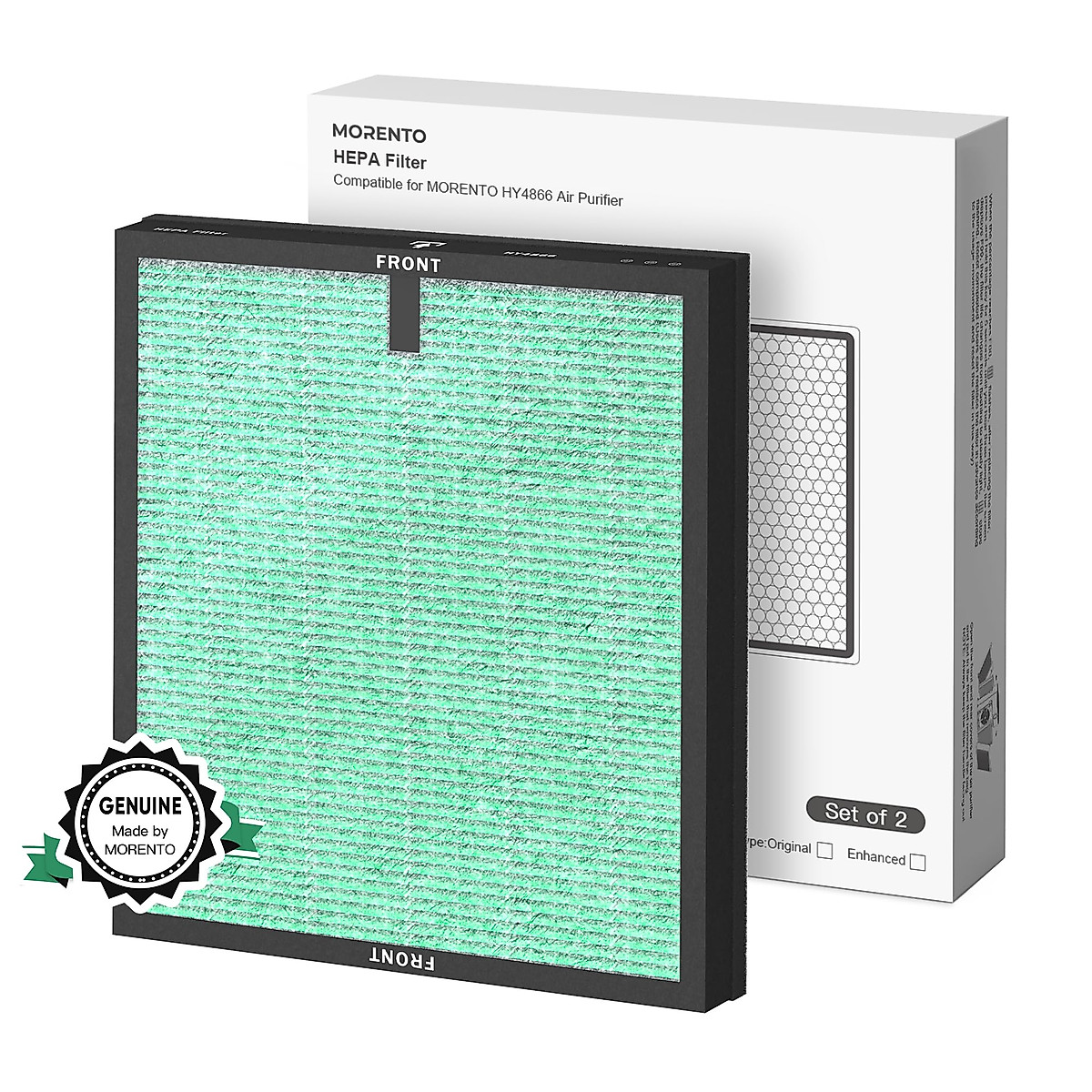 MORENTO 2 Pack HY4866 Genuine Air Purifier Replacement Filter for HY4866 Air Purifier, Pet Dander Version