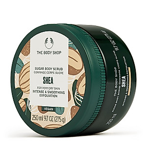 The Body Shop Shea Exfoliating Sugar Body Scrub – Refreshes and Cools with a Delicately Nutty Scent – Vegan – 1.7 oz