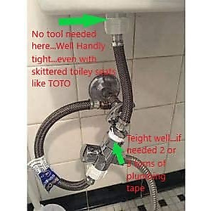 (1 pack) 6 inches Stainless Steel 7/8 male 7/8 female Extension Hose BRAIDED Solid seat with hard access Handheld Spray Hand Easy to tight with plumbing tape (1)