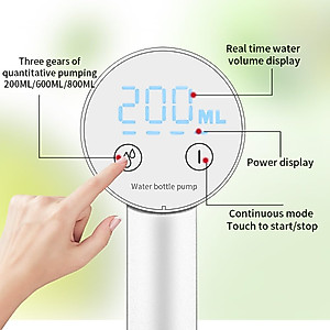 ALEXPHY Smart Water Dispenser for 5 Gallon Bottle, USB Rechargeable Water Dispenser Countertop for 5 Gallon & Universal Bottles, Foldable 5 Gallon Water Dispenser Pump with Touch Screen, Low Noise