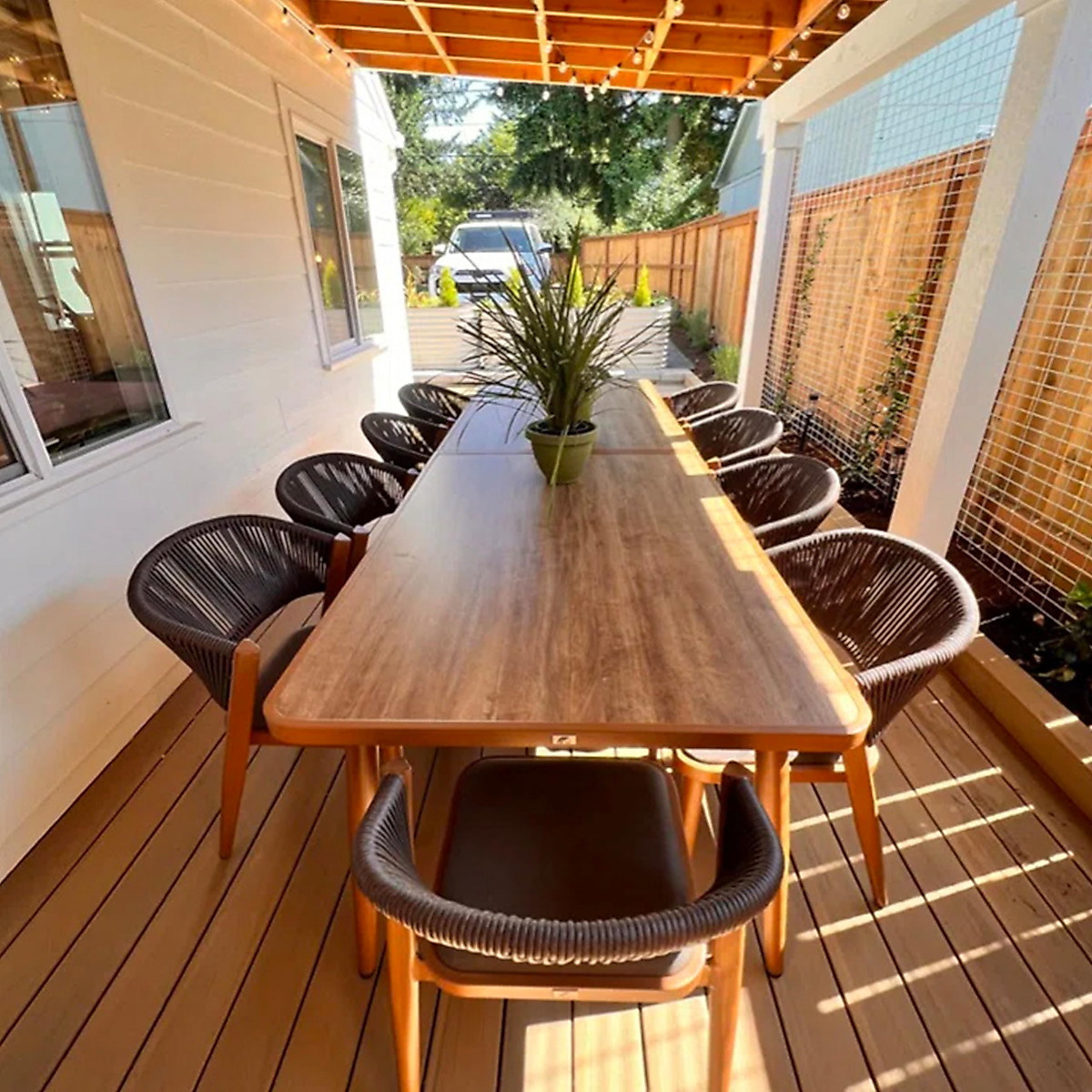 PURPLE LEAF 11 Pieces Patio Table and Chairs Set All-Weather Aluminum Rattan Furniture Set with Cushions Outdoor Dining Set