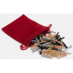 Cribbage Pegs Friends and Family Pack - Premium Metal Cribbage Pegs Set of 72 in Four Colors; 1? Tall; Fit 1/8 Holes, Red Velveteen Pouch, Bundled Items