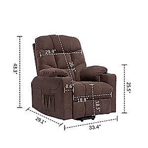 Living Room Power Lift Massage Recliner Chair for Elderly Heated Ergonomic Lounge Fabric Vibratory Massage Chair with Cup Holders/Heating/Remote Control