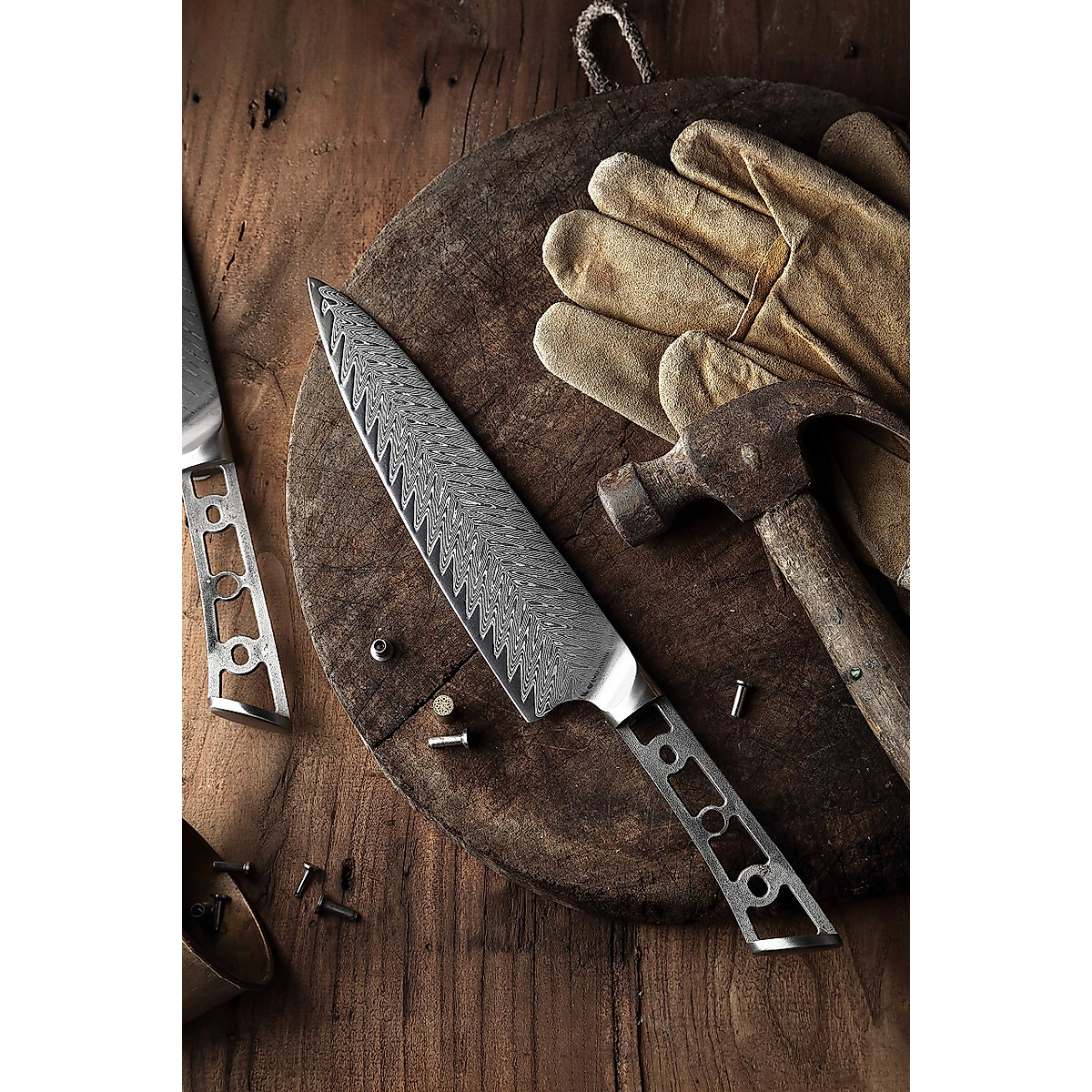 KATSURA Woodworking Project Kit – Gyuto Chef Knife Blank – 8 Inch with 50mm wide blade – Japanese Premium AUS 10, 67 Layers Damascus Steel – Thunder-X Series – NO LOGO