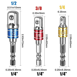 Drill Bit Holder, Flexible Drill Bit Extension with Screw,105°Right Angle Drill Adapter, 1/4 3/8 1/2" Universal Socket Adapter Set, Flexible Shaf Set Hand Tools Set (8PCS)