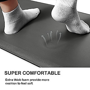 MAYHMYO Grey Kitchen Rugs Kitchen Mats Anti Fatigue Kitchen Floor Mats Thick Cushioned Non Slip Waterproof Memory Foam Kitchen Mat for Standing Desk Office Sink Laundry