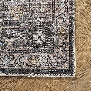 nuLOOM Gracie Distressed Medallion Machine Washable Area Rug, 8' x 10', Peach