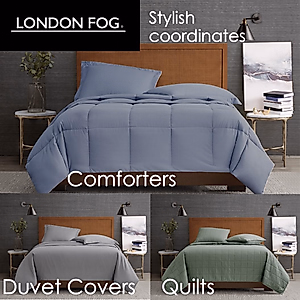 London Fog Garment Washed Solid Sheet Set White Microfiber 3-Piece Twin Sheet Set, Solid Themed, Deep Pocket, Adult and Teen, Oeko-TEX Certified