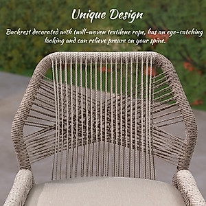 PURPLE LEAF Counter Height Bar Stools Set of 2 Rattan Woven Aluminum Modern Barstools with Back and Arms for Patio Balcony Pool Outdoor Accent Counter Stool Chairs