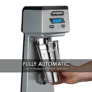 Waring Commercial WDM120TX Heavy-Duty Single 1Hp Spindle Drink Mixer with Countdown Timer, Digital Display, Automatic Start/Stop, 120V, 5-15 Phase Plug, 22" x 9" x 10.38"