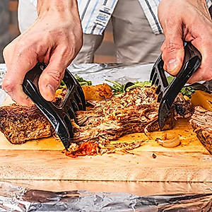 GK’s Premium Combo Set: Super Sharp Solid Meat Shredder Claws Plus Silicone Basting Brush | 1 Pair Meat Claws and 1 Piece Basting Brush | (Black) 