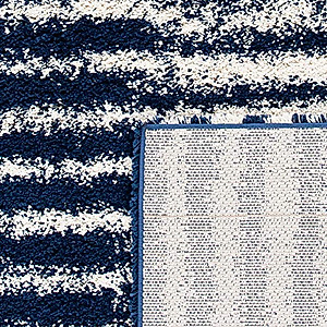 SAFAVIEH Hudson Shag Collection 9' x 12' Navy/Ivory SGH298N Modern Abstract Non-Shedding Living Room Bedroom Dining Room Entryway Plush 2-inch Thick Area Rug