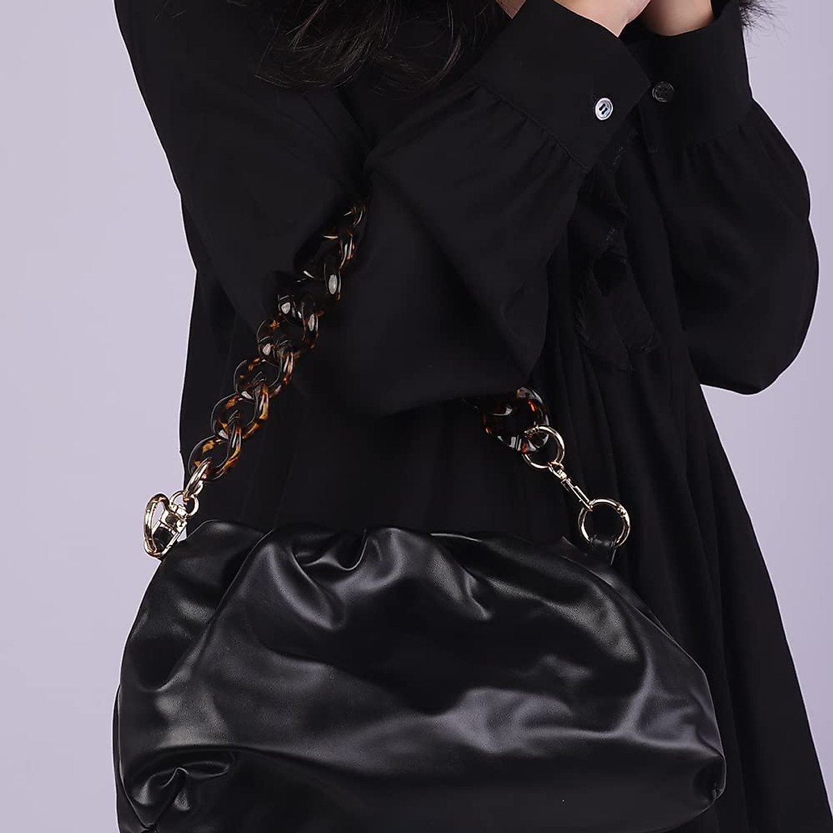 Wiwpar Acrylic Bag Straps Chunky Chains Shoulder Bag Handle Shoulder Straps Replacement Amber for Women's Handbags (Style 2)