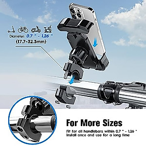 APQZHO Motorcycle Phone Mount Bike Phone Holder for Bicycle - [Anti-Shake] [Stable & Sturdy] 2023 Newest Aluminum Alloy Motorcycle Phone Holder Mount Compatible with iPhone, Samsung, All Cell Phones