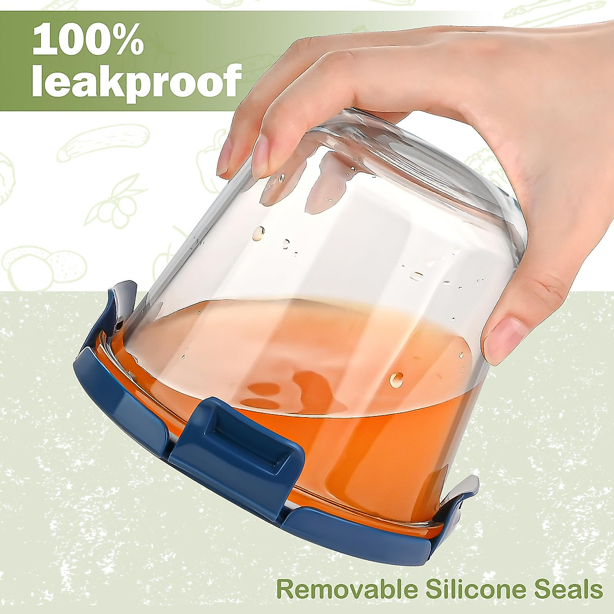 Glass Soup Container with Lid, 3-Cup Glass Soup Meal Prep Bowl with Lid, Glass Food Freezer Storage Container for Soup Tupperware Microwavable, Dark Blue 1 Pack