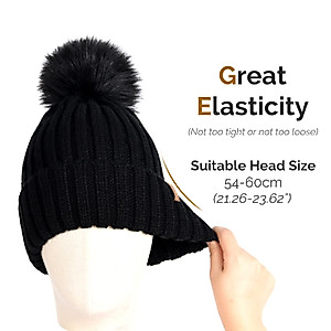 FURTALK Womens Winter Knitted Beanie Hat with Faux Fur Pom Warm Knit Skull Cap Beanie for Women…