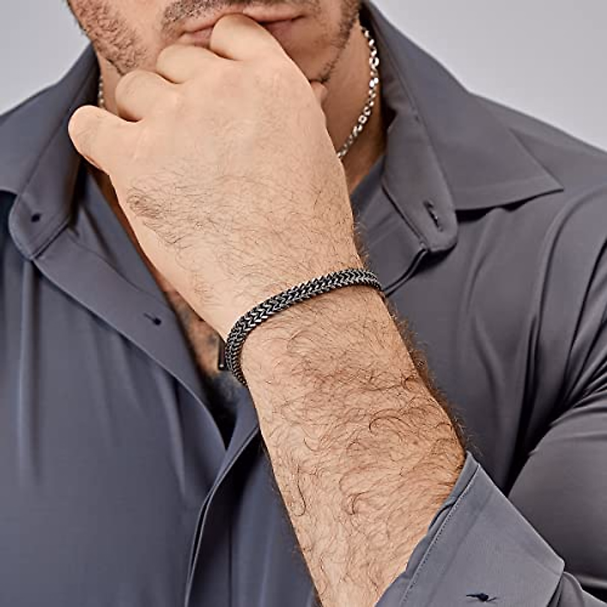 LUCKY2+7 Bracelets for Men-Stainless Steel Magnetic Clasp Franco Chain Mens Bracelet