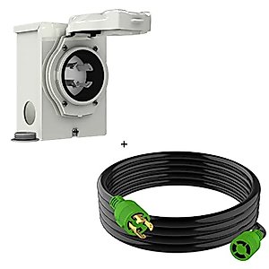 Pre-Drilling 30 Amp Generator Power Inlet Box & RVMATE 30 Amp Generator Cord 4 Prong 10FT