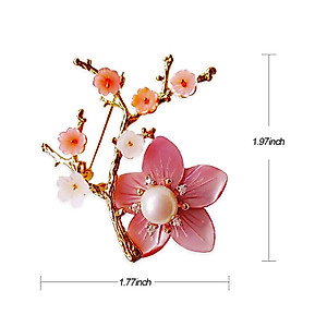 CCijiNG New Year Brooches for Women with Crystal, Flower, Rhinestone Brooches Pins Elegant Jewelry Blossom Fashionable Gifts Ladies Bouquet Brooches Pin for Birthday, Party, New Year, Wedding（Pink）