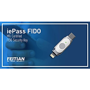 FEITIAN iePass K44 Dual-Connector iOS USB Security Key - Two Factor Authenticator - USB-C + Lightning - FIDO U2F + FIDO2 + PIV + MFi - Help Prevent Account Takeovers with Multi-Factor Authentication