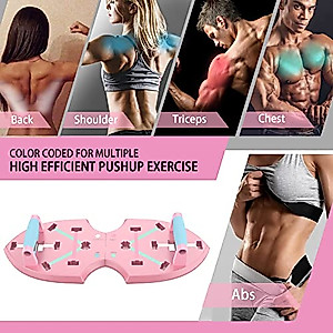 LALAHIGH Home Gym Equipment, Upgraded Push Up Board, 32 in 1 Home Workout Set with Foldable Push Up Bar, Resistance Bands, Core Sliders for Body Toning & Strength Training - Premium Pink Edition