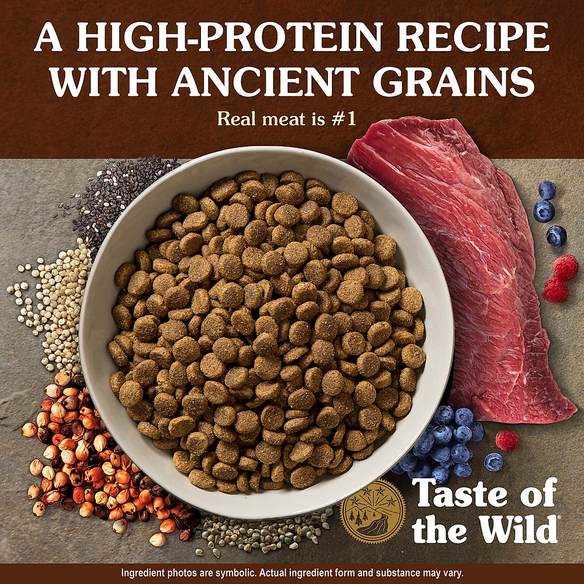 Taste of the Wild with Ancient Grains, Ancient Prairie Canine Recipe with Roasted Bison and Venison Dry Dog Food, Made with High Protein from Real Meat and Guaranteed Nutrients and Probiotics 14lb