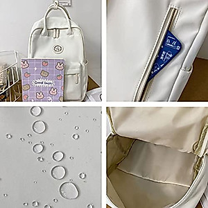 KOWVOWZ large capacity Backpack travel junior high school college students bag men boy girl Satchel kawaii cute harajuku Bookbag (white)